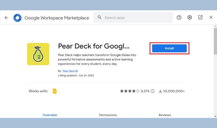 Tutorial Menginstal Pear Deck Extension for Google Slide